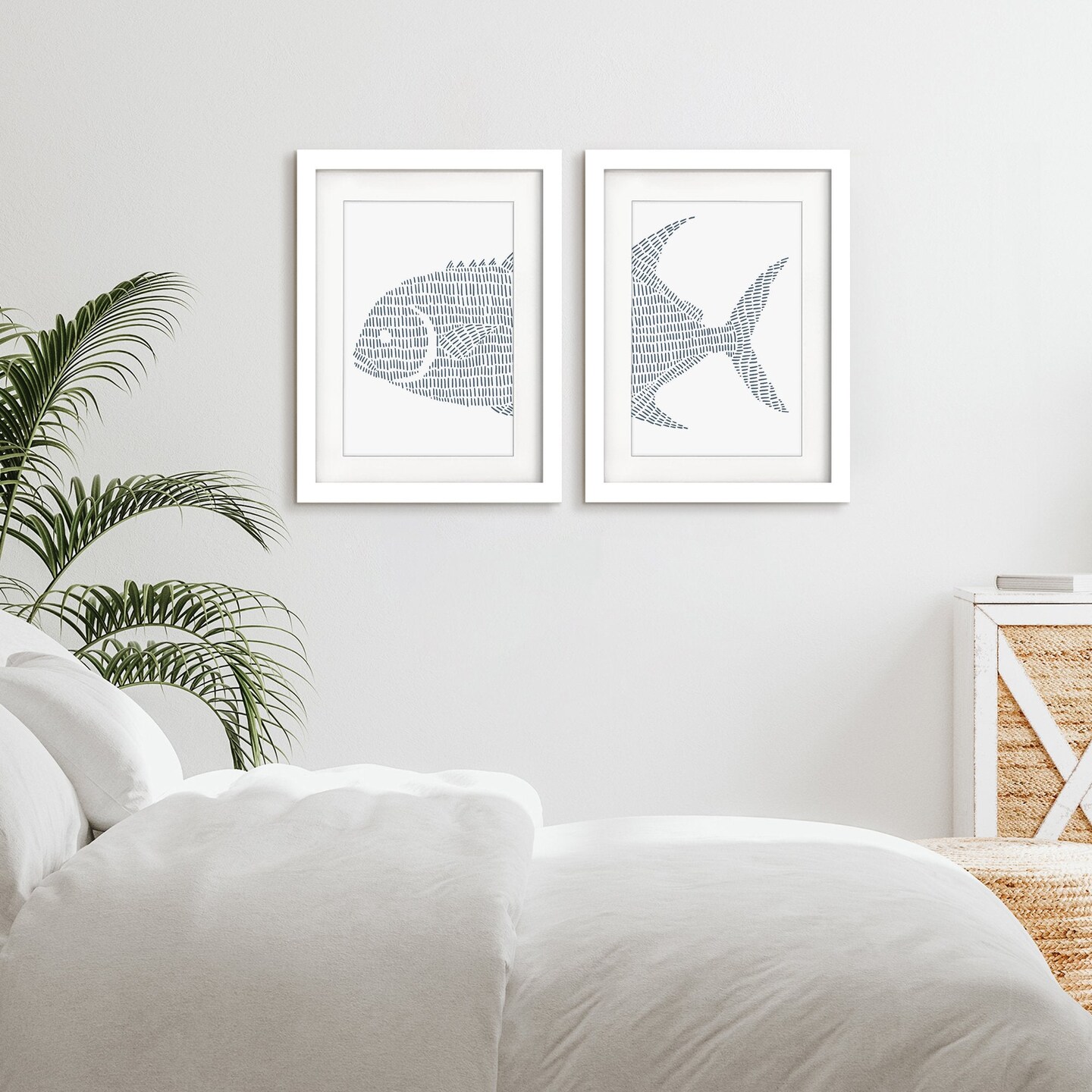 Fish Stripes by Jetty Home - 2 Piece Gallery Framed Print Art Set ...