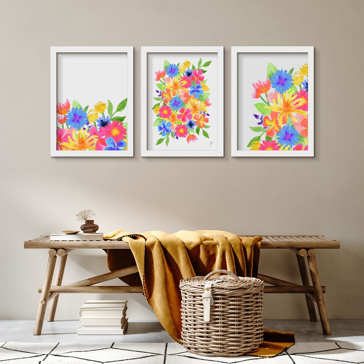 Watercolor Palm by Sabina Fenn - 3 Piece Gallery Framed Print Art Set ...