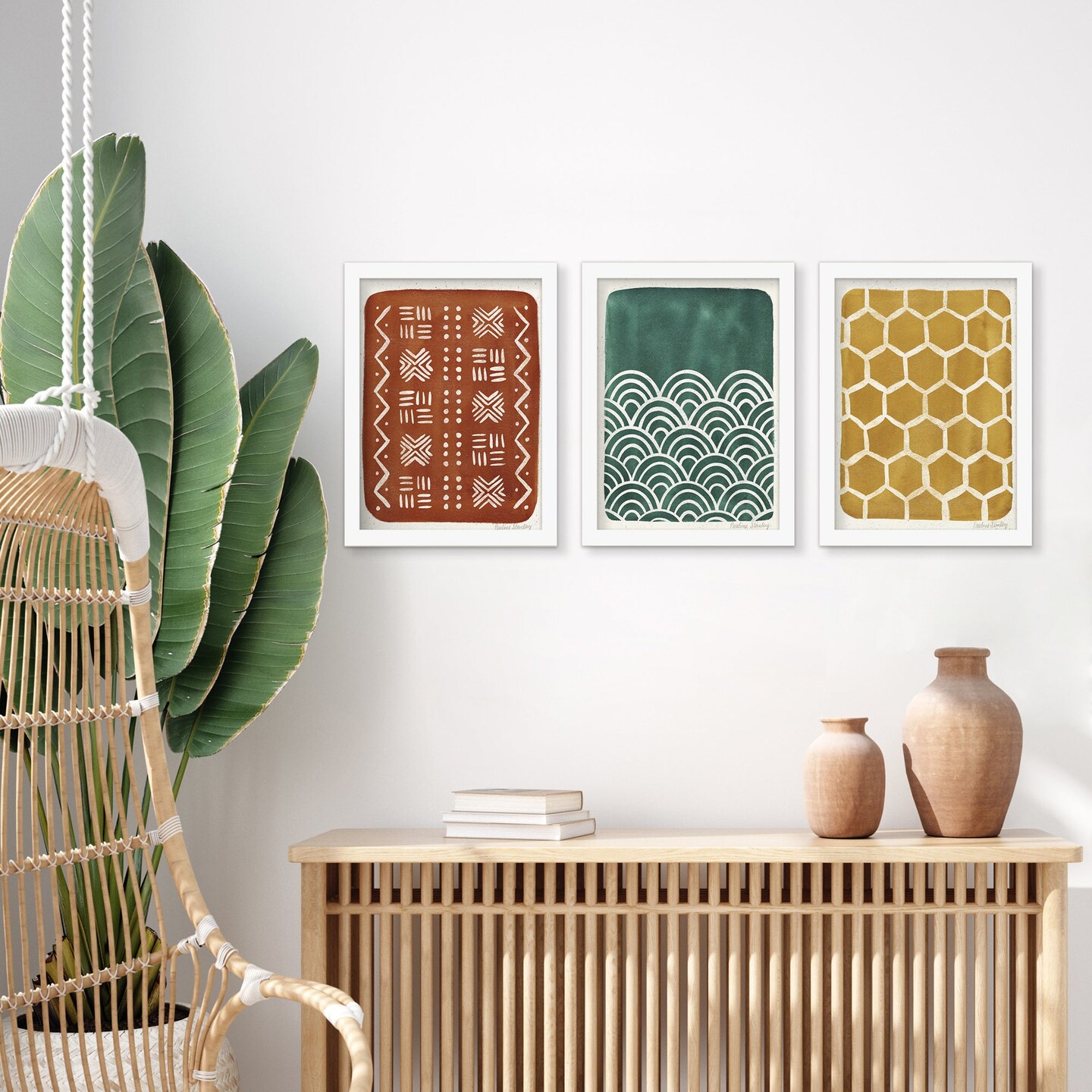 Scandi Block Art by Pauline Stanley - 3 Piece Gallery Framed Print Art ...