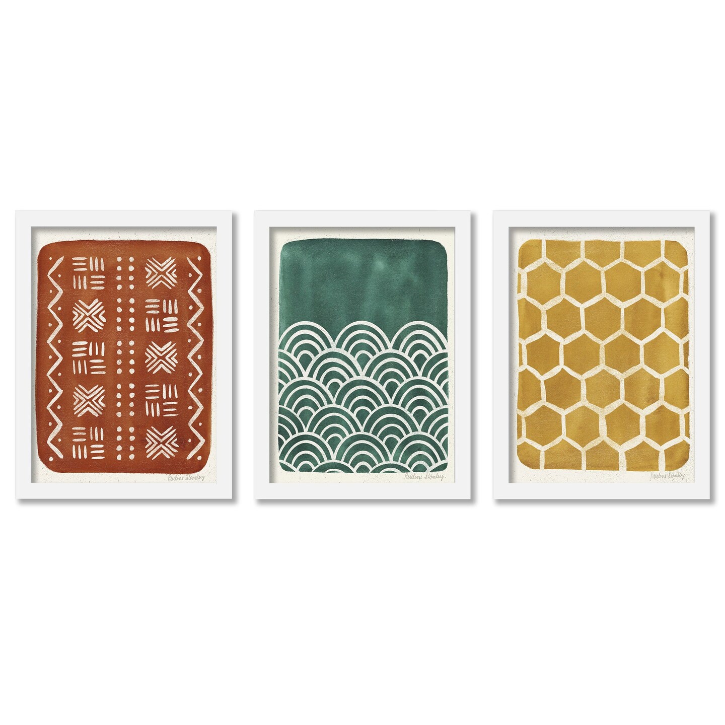 Scandi Block Art by Pauline Stanley - 3 Piece Gallery Framed Print Art ...