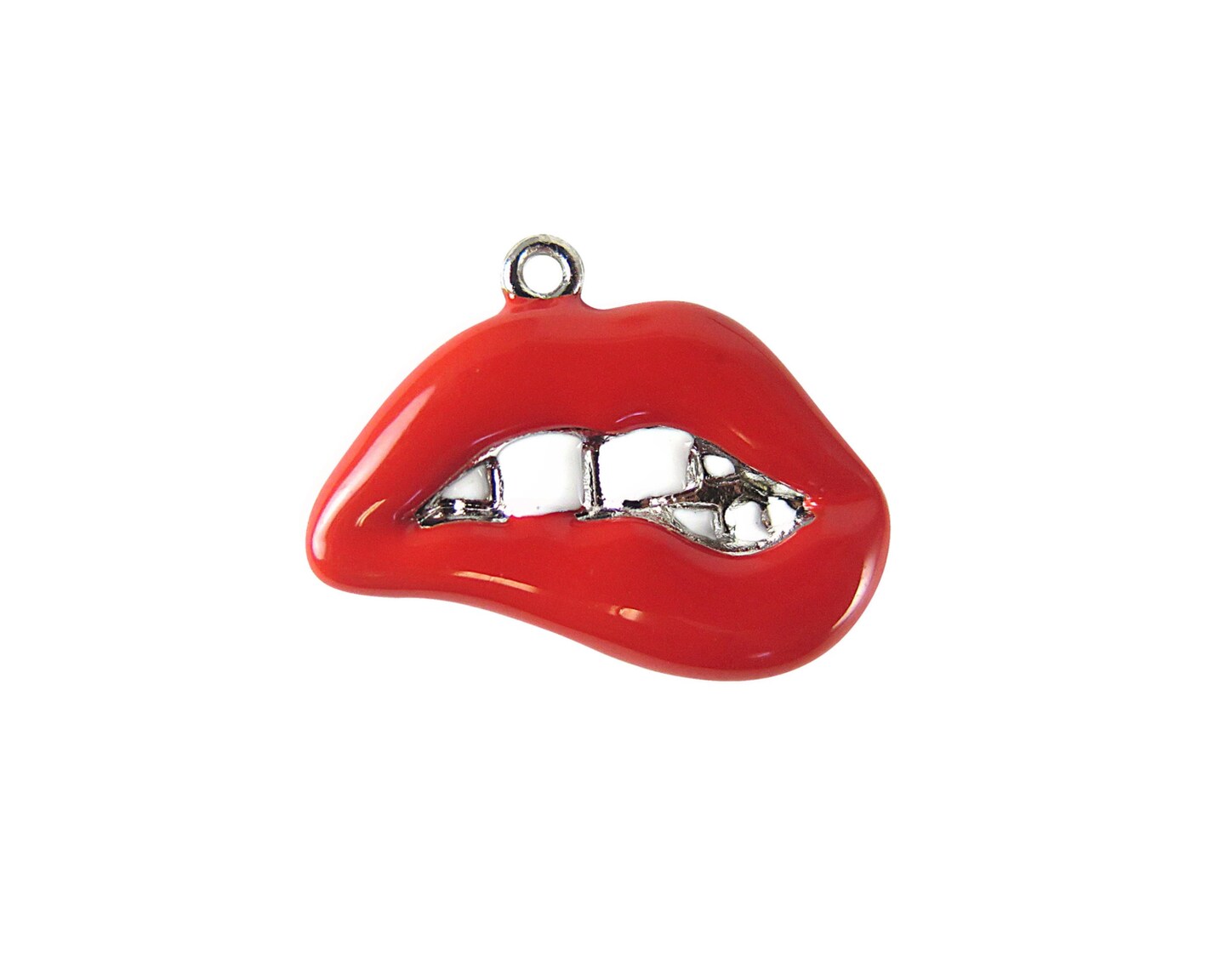 Red Biting Lips Enamel Pendant | Michaels