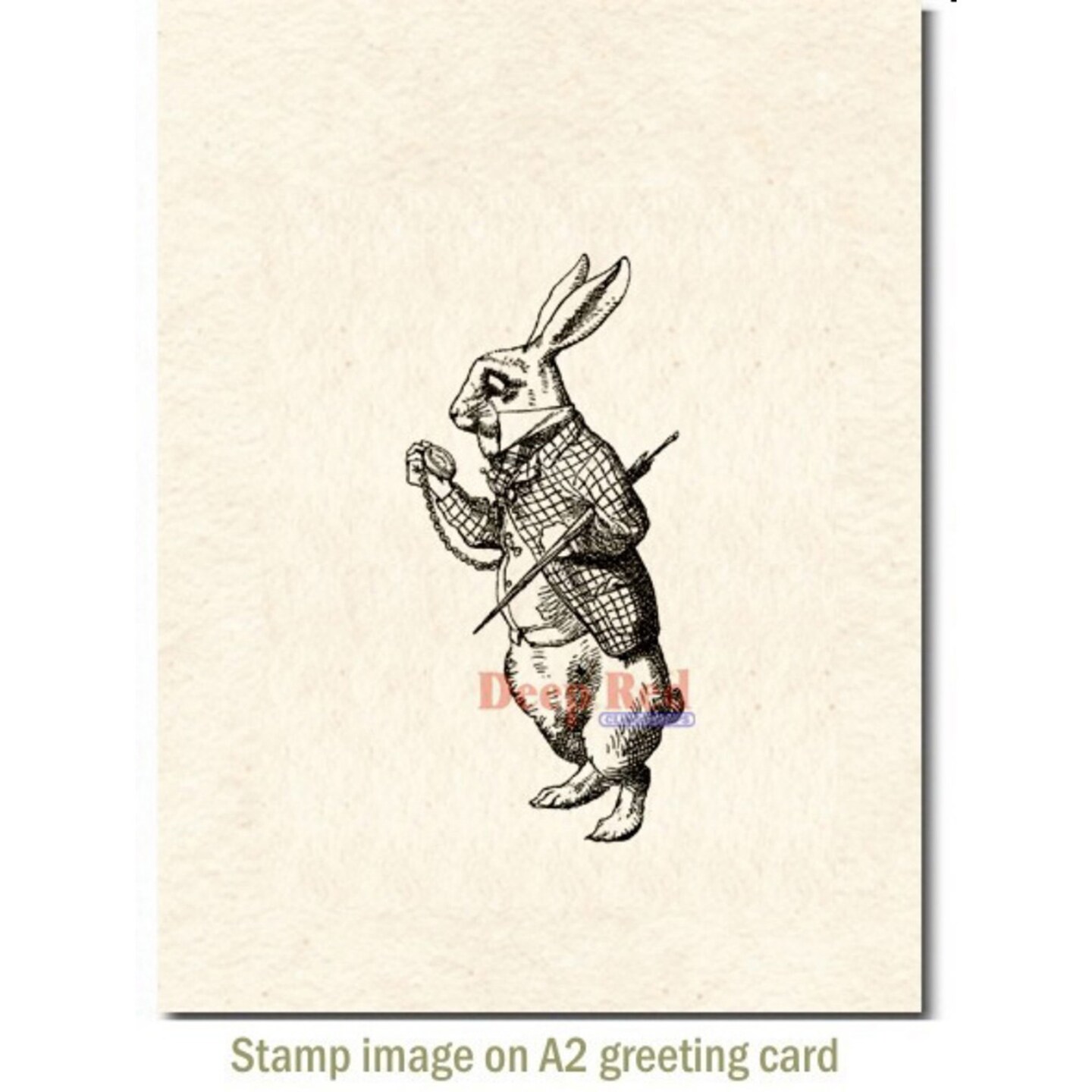 Deep Red Stamps White Rabbit Late Rubber Cling Stamp 1.5 x 3.25 inches ...