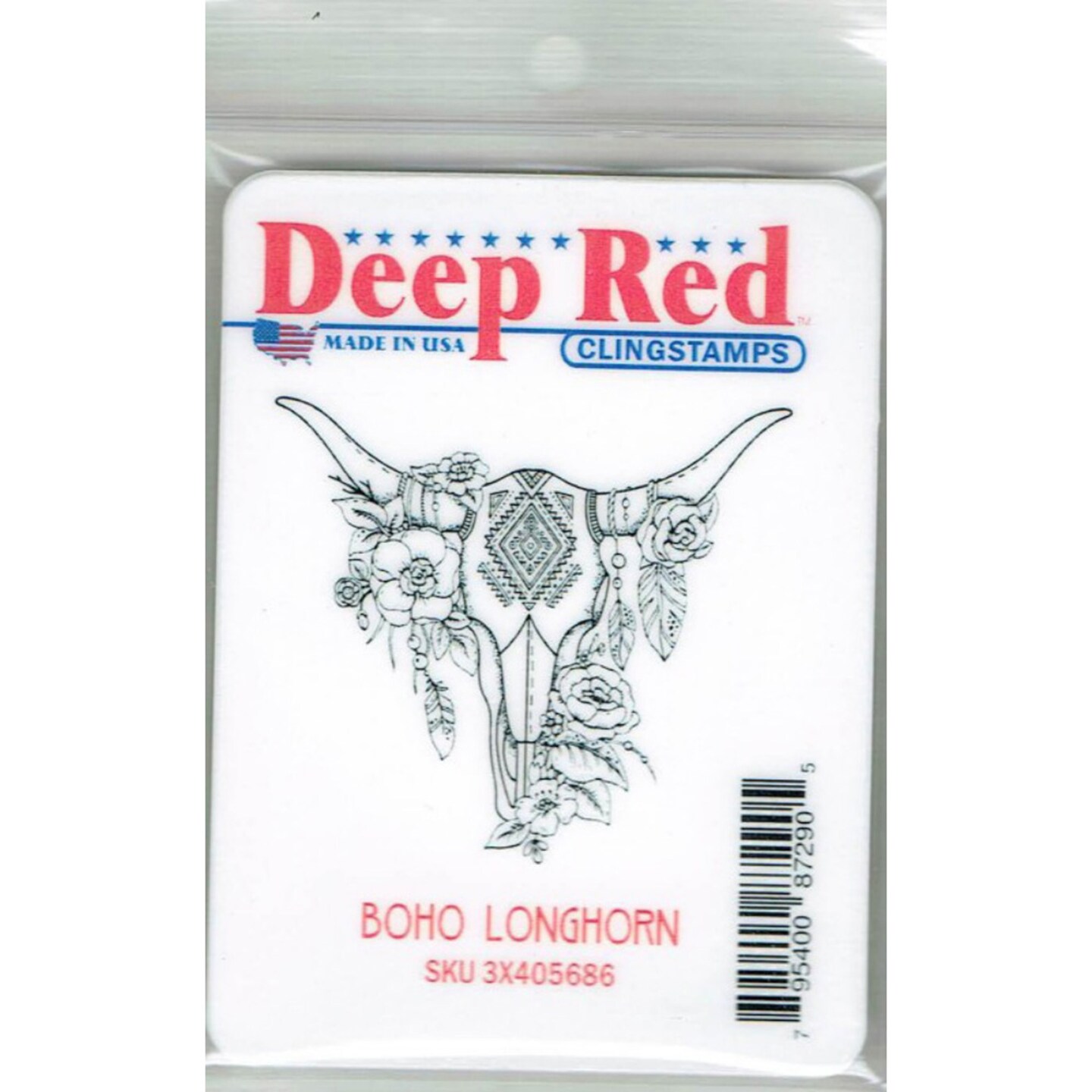 Deep Red Stamps Boho Longhorn Rubber Cling Stamp 2.1 x 2 inches | Cling ...