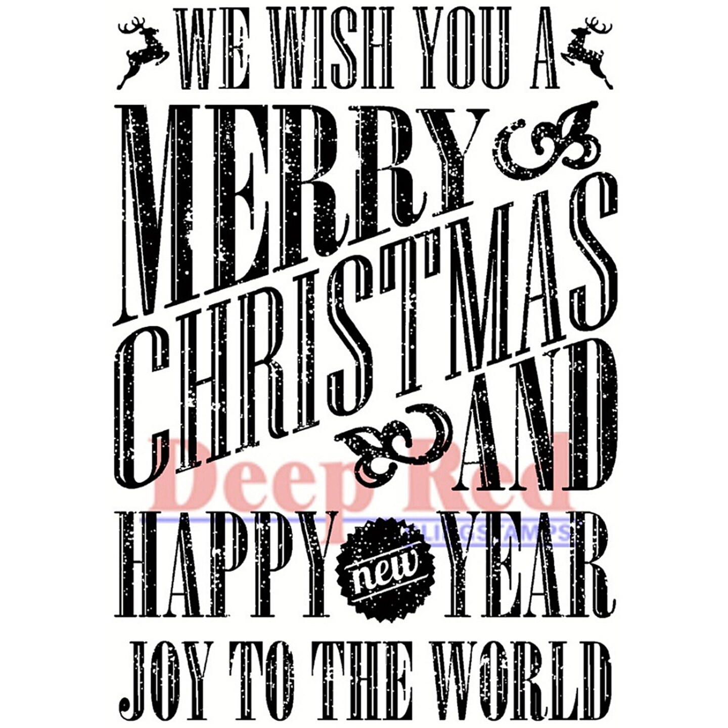 Deep Red Stamps Grungy Christmas Wishes Rubber Cling Stamp 2.1 x 3 ...