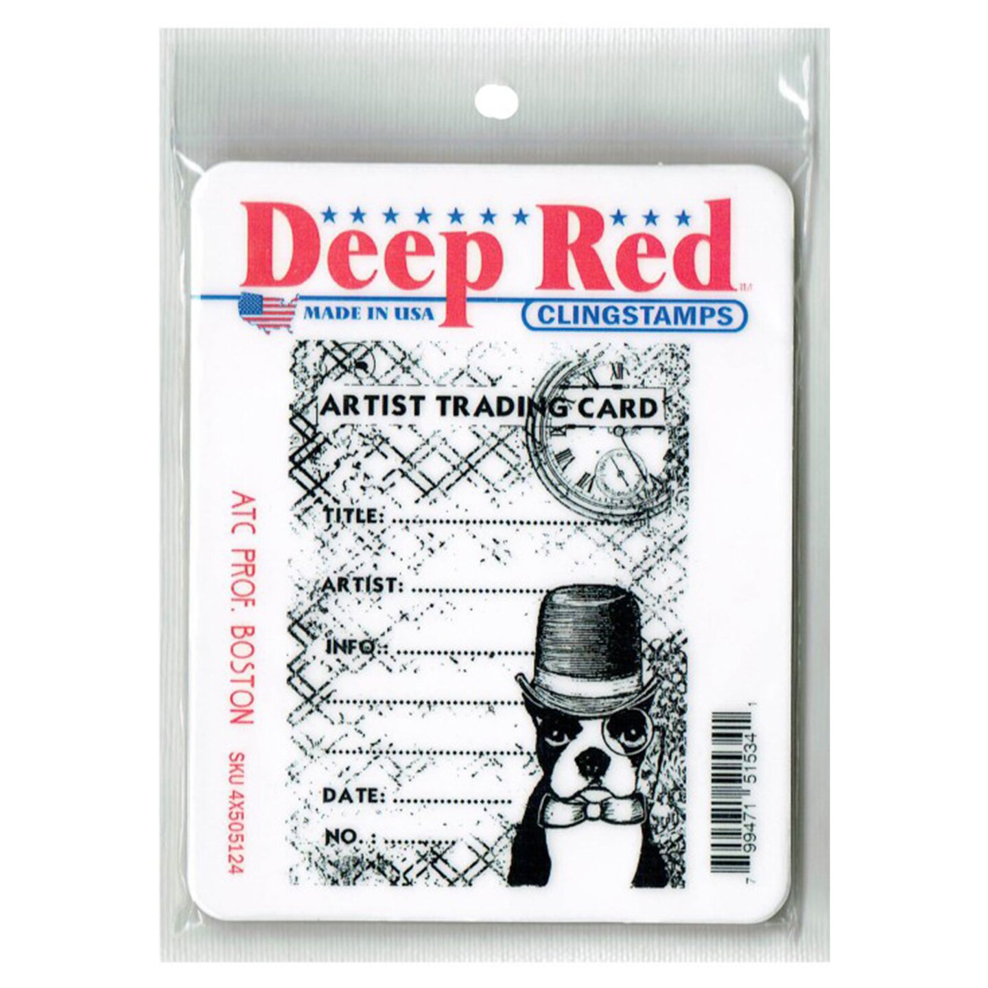 Deep Red Stamps ATC Prof. Boston Rubber Cling Stamp 2.6 x 3.6 inches ...
