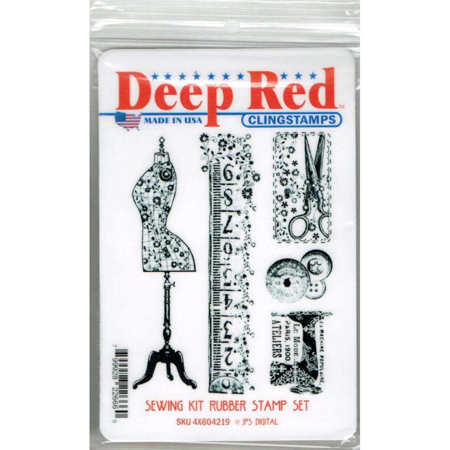 Deep Red Stamps Sewing Kit Rubber Cling Stamp Set 3.25 x 4.25 inches ...