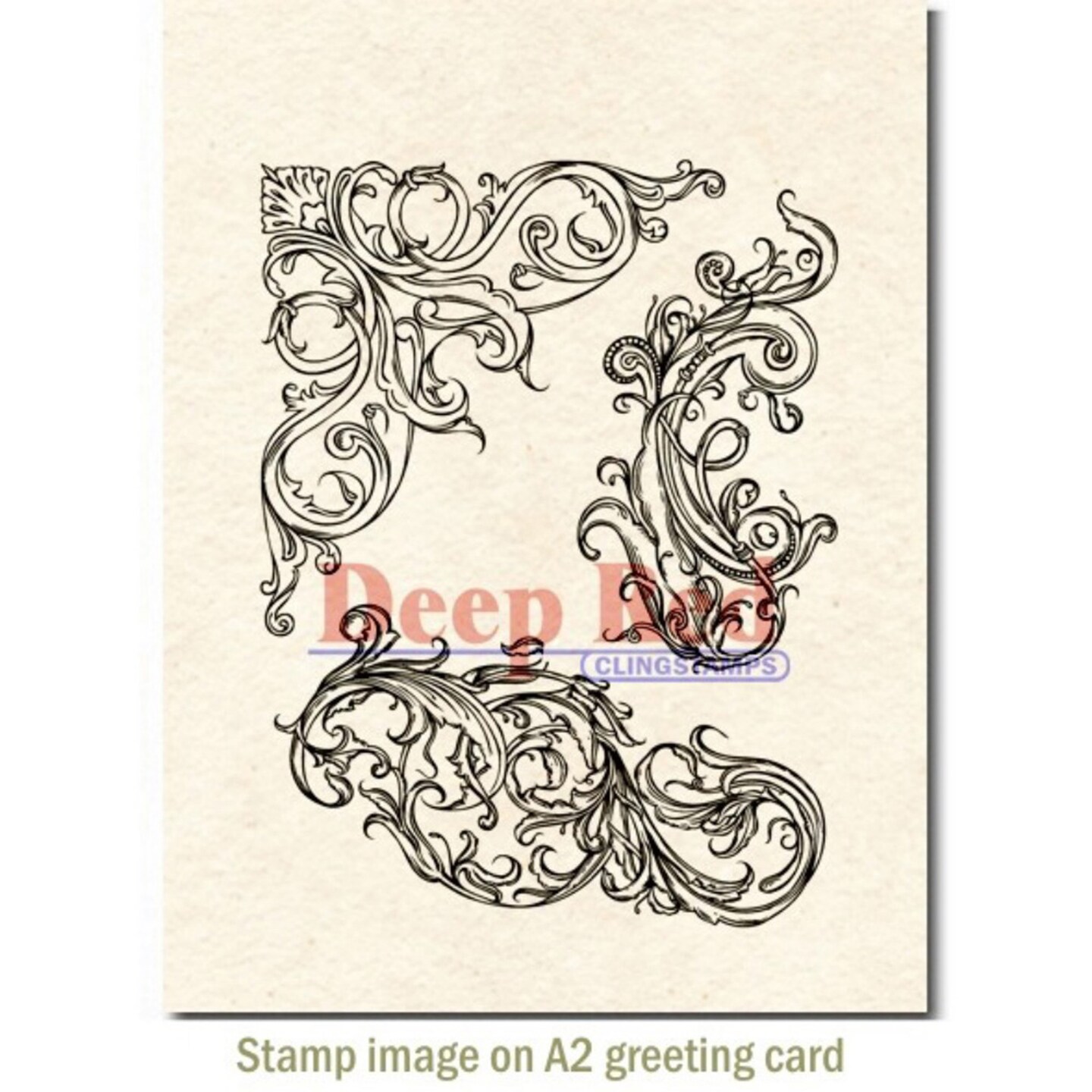 Deep Red Stamps Fleur Scroll Rubber Cling Stamp Set 3.2 x 4.2 inches ...