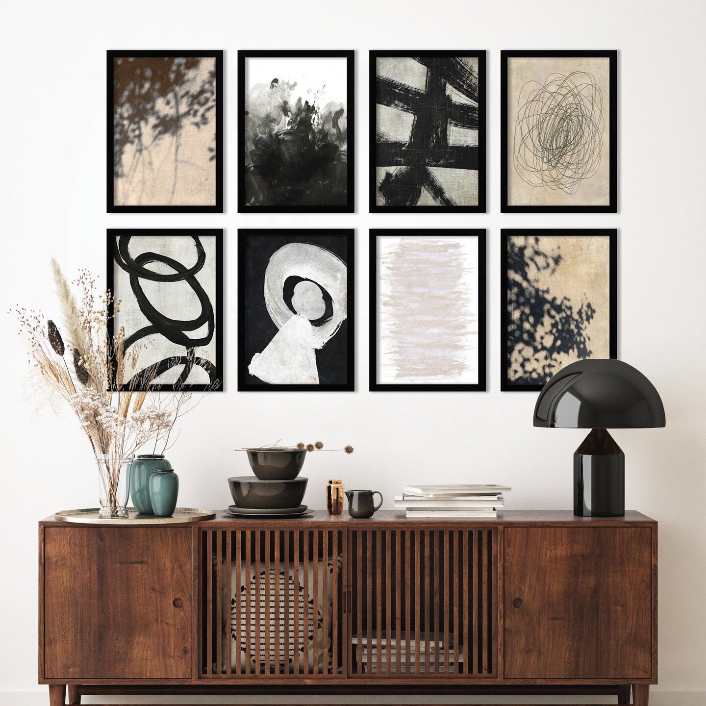 Black Ink Maze by Chaos & Wonder Design - 8 Piece Framed Art Set | Michaels