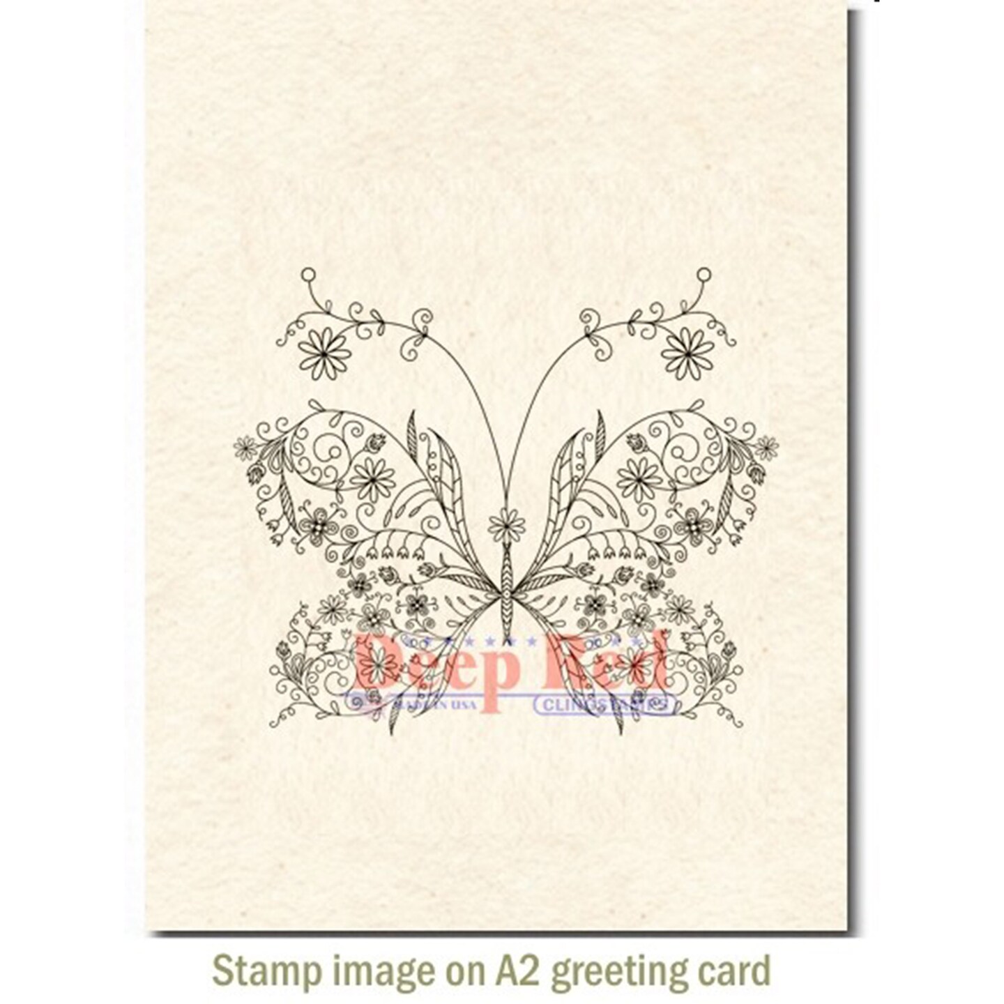 Deep Red Stamps Floral Butterfly Rubber Cling Stamp 3.1 x 2.7 inches ...
