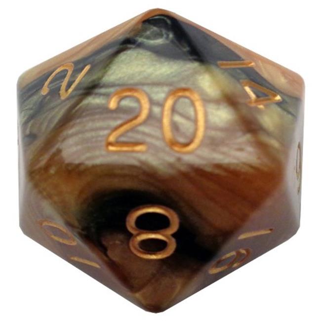 Metallic Dice Games LIC13620 35 mm D20 Single Mega Dice, Black & Yellow ...
