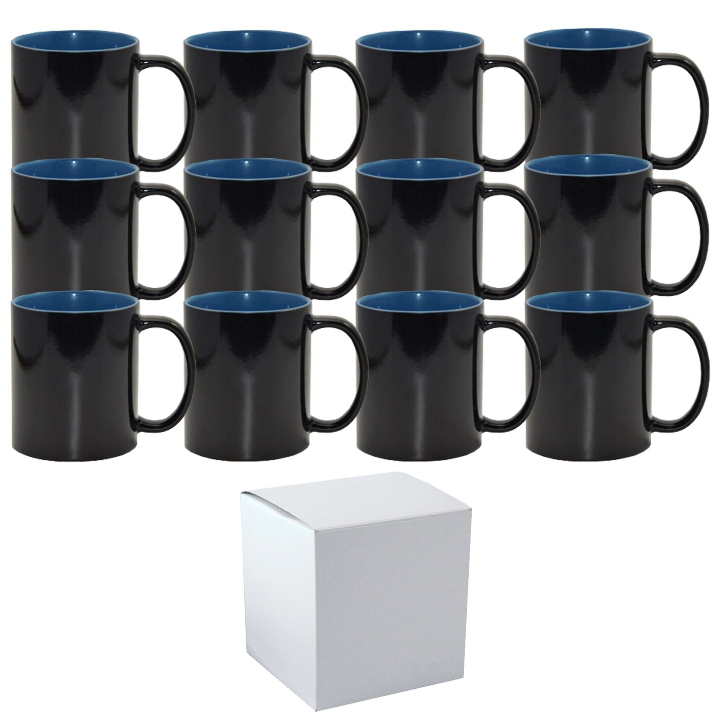 Set of 12 11 oz Magic Mugs BLUE INNER Professional Grade Sublimation ...