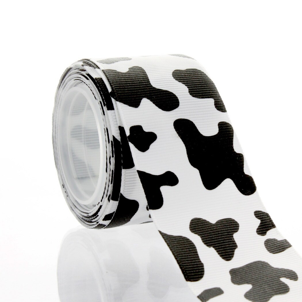 Black / White Cow Grosgrain Ribbon | Michaels