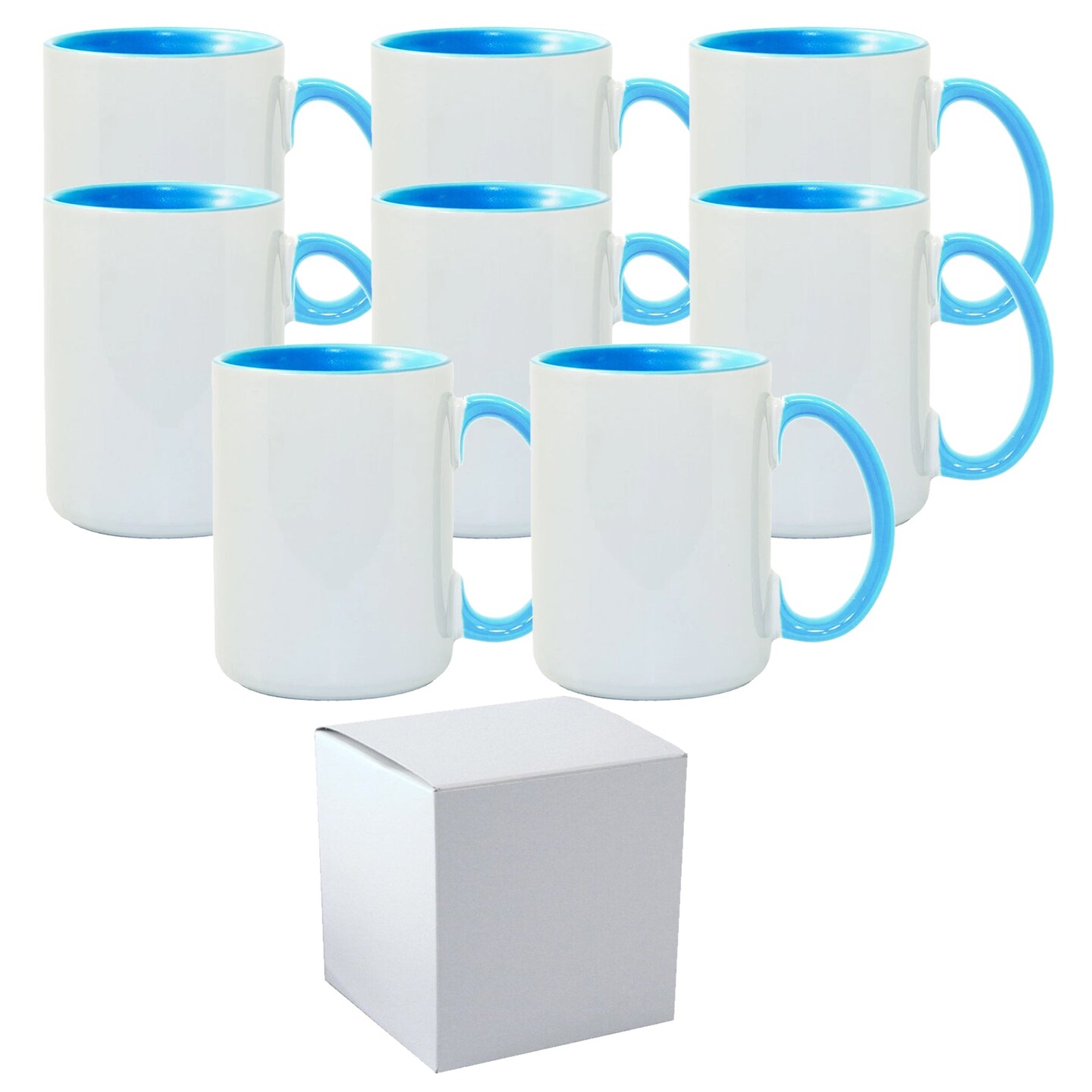 8 Pcs 15OZ El Grande Light Bllue Inside & Handle Sublimation Mugs With ...