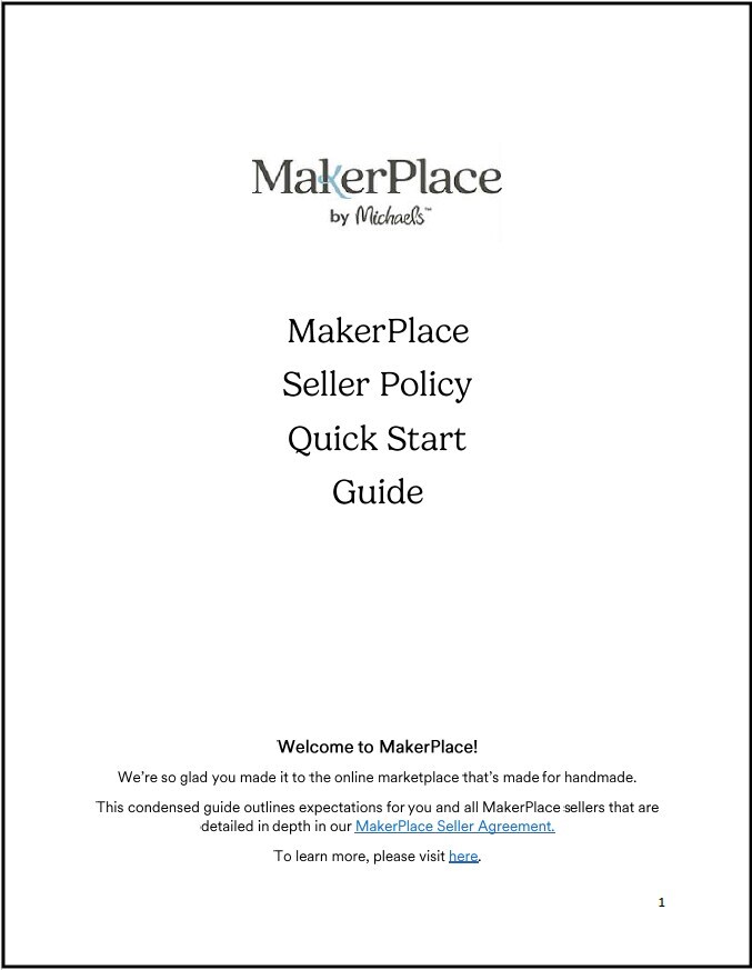 MakerPlace by Michaels Quick Start Seller Policy Guide - Seller Support